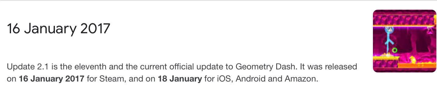 Today is the 4 year anniversary of geometry dash 2.1 | Scrolller