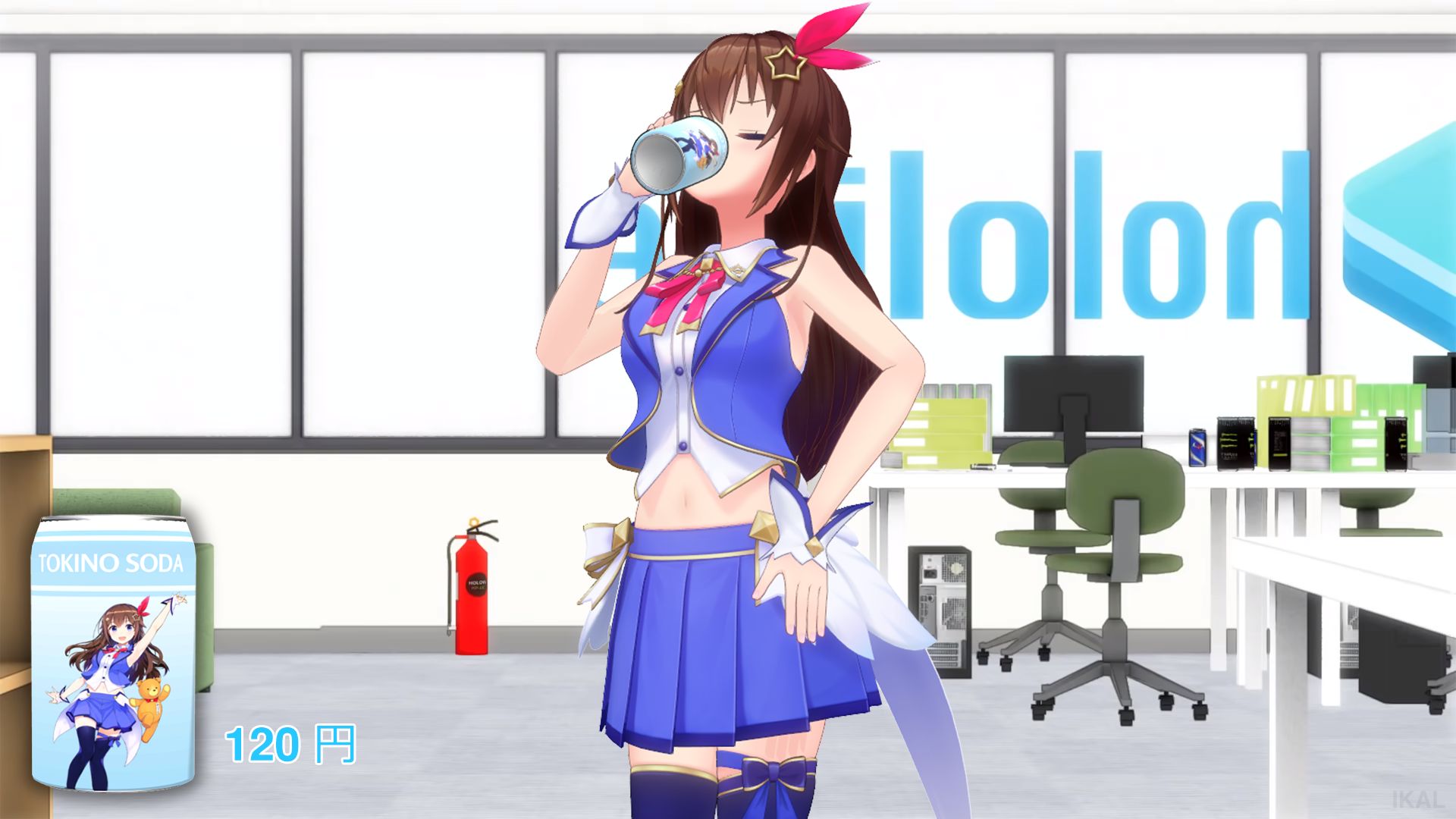 Tokino Sora drinking Tokino Soda | Scrolller