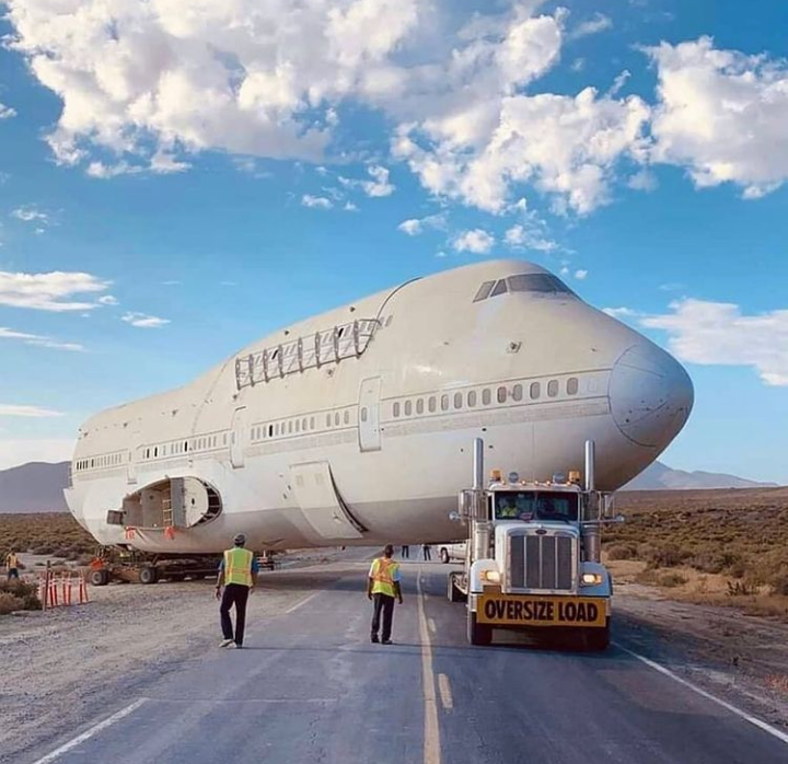 Towing the front half of a Boeing 747 | Scrolller