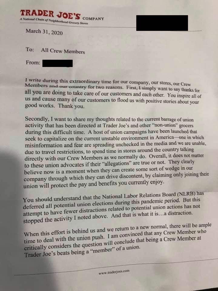 Trader Joe's is union busting [taken from Industrial Workers of the World] | Scrolller