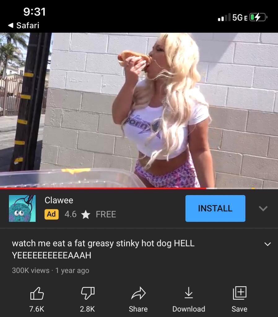 Trisha eating a hot dog | Scrolller