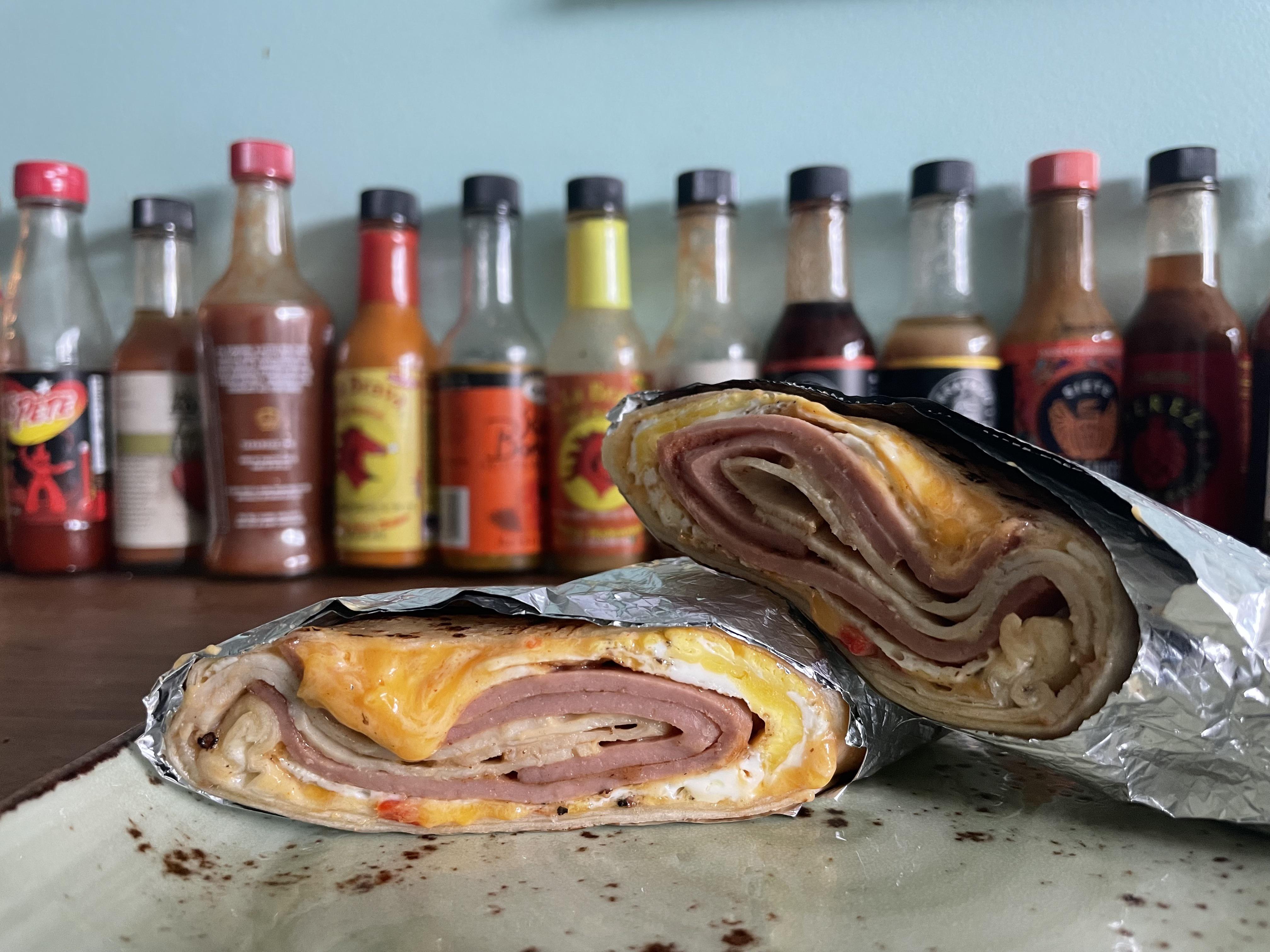 Turkey, bologna, fried egg and pimiento cheese wrap | Scrolller