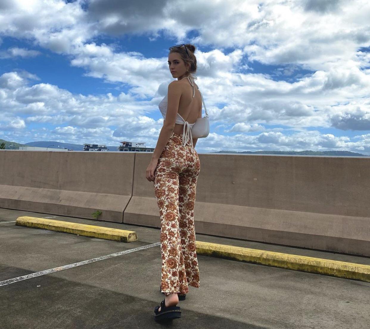 Budding Beauty R Emilyfeld With Backless Top And Floral Bottoms