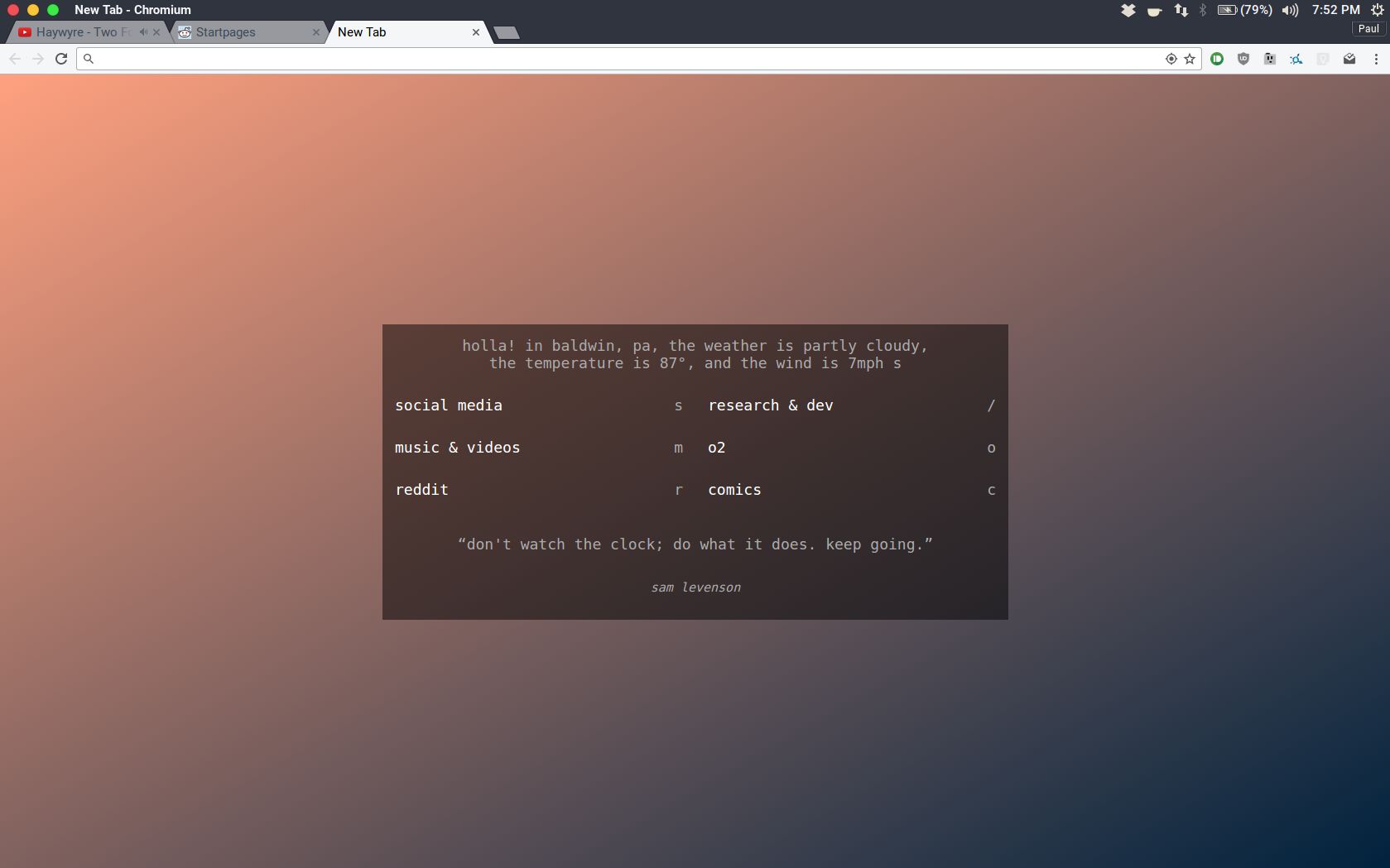 Updated my startpage with improved keyboard nav, faster loading, and now available as a Chrome ...