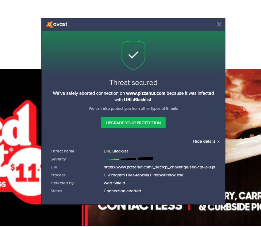 URL: Blacklist Virus Alert On Pizza Hut Website | Scrolller