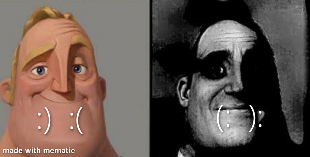 Use the actual smiley and sad face..... | Scrolller