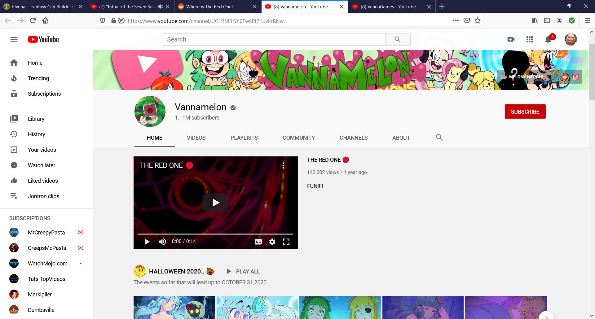 Vanna's featured video is now "THE RED ONE" video from last year. There's something fishy and ...