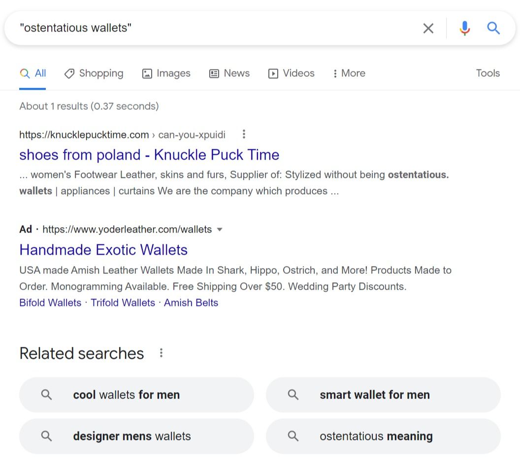 Very disappointed by the lack of interesting results from this Google search of a misspelled ...