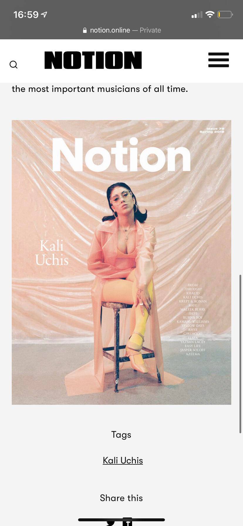 (WANTED) Kali Uchis - Notion Magazine | Scrolller
