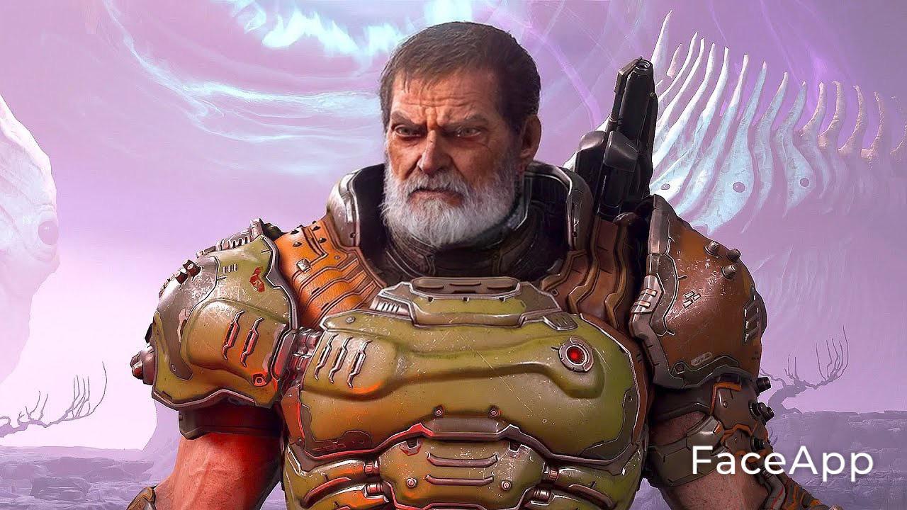 Was Messing with face app. Old Doom Slayer is something i would definitely go with. | Scrolller