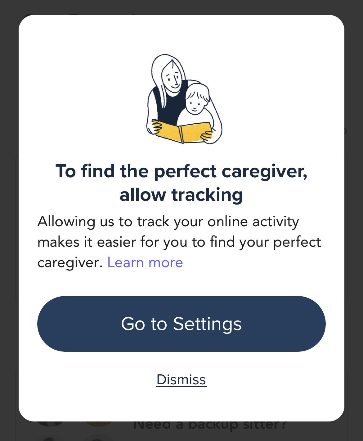 "we need to track all of your internet activity to help you...find a babysitter." | Scrolller