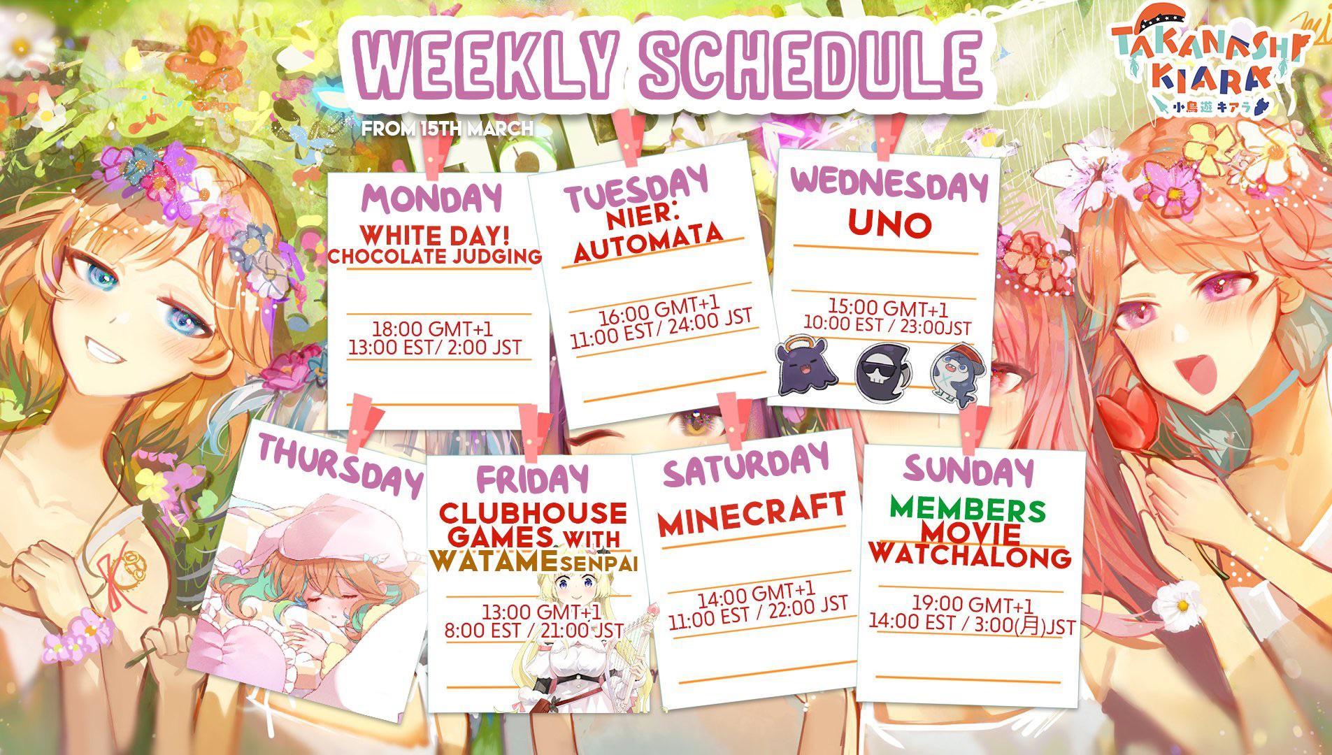 【WEEKLY SCHEDULE】 | Scrolller