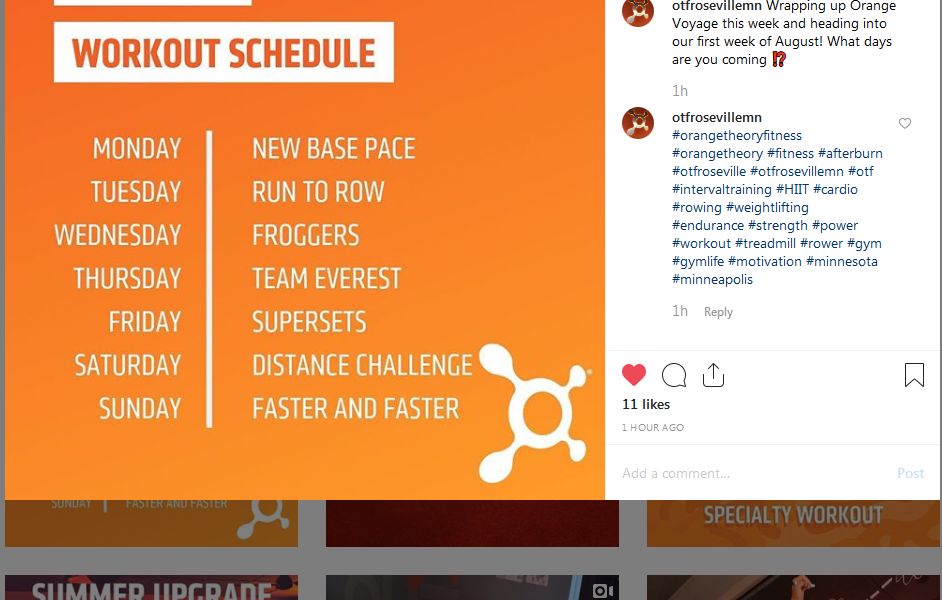 Weekly schedule thanks to OTF Roseville, MN | Scrolller