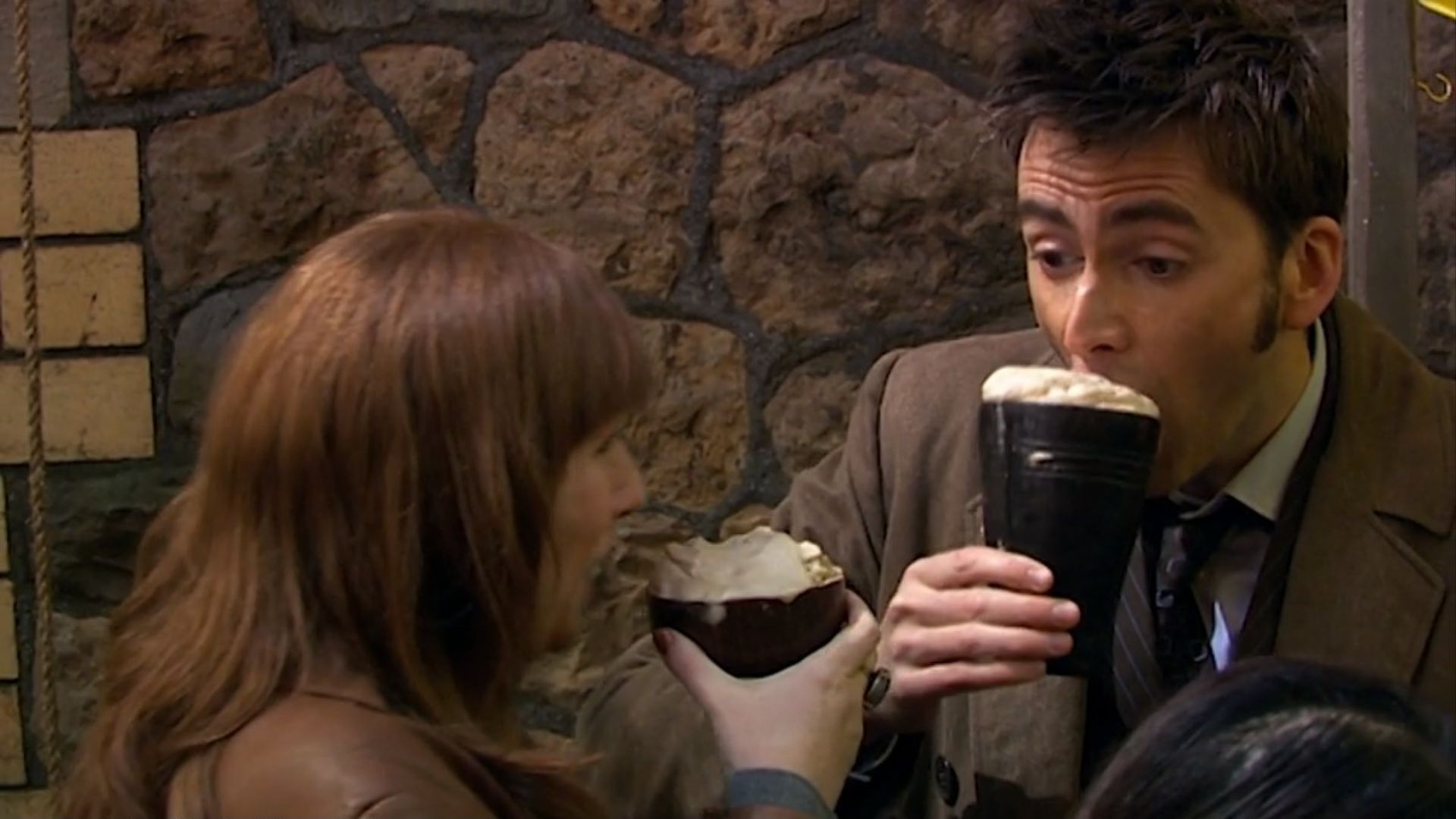 what is this weird puddingy/creamy beverage they're drinking? (picture from 'turn left') | Scrolller
