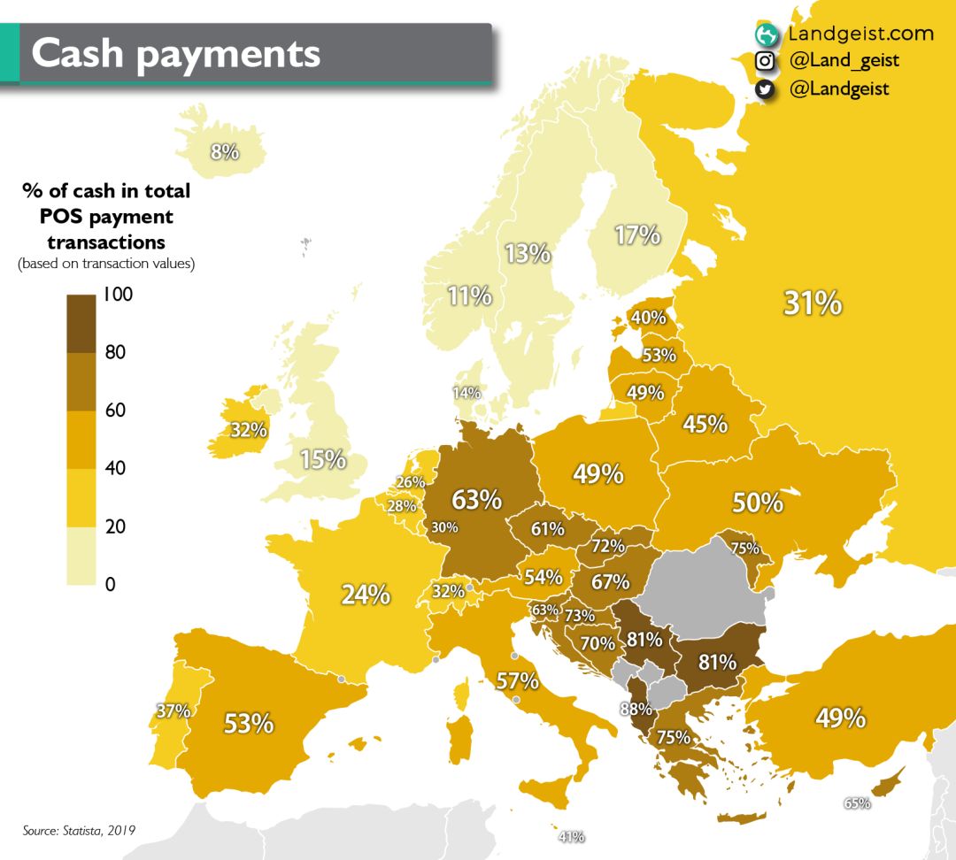 Where in Europe is cash still the most common payment method? | Scrolller