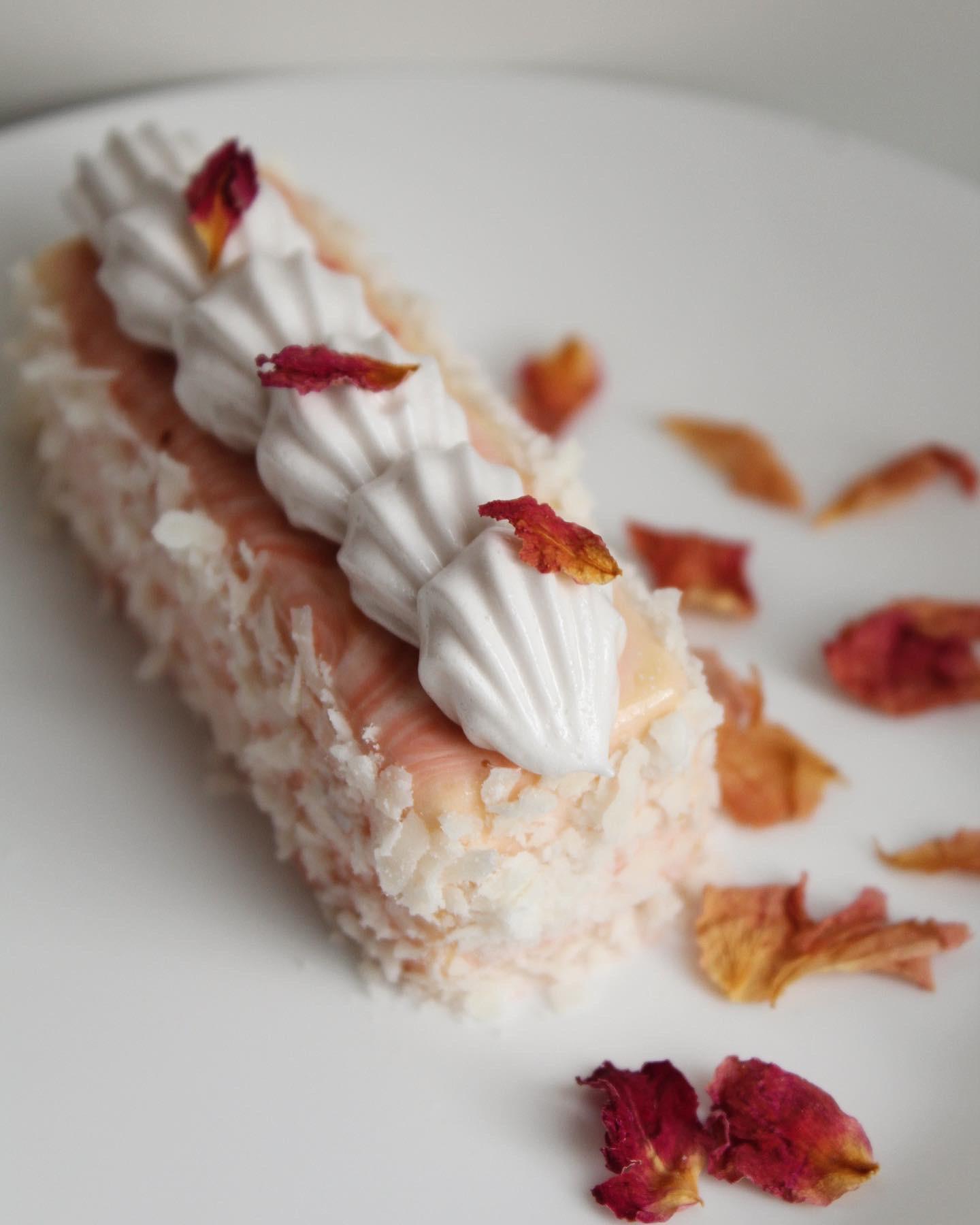 White Chocolate, Raspberry, & Coconut Mousse Cake [Homemade] | Scrolller