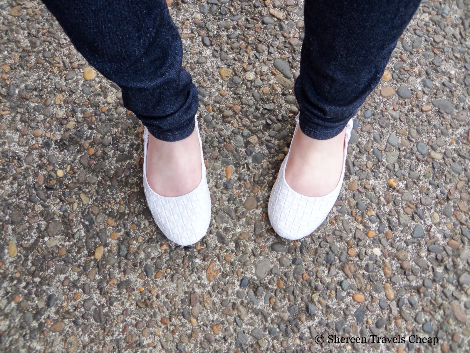 White cute ballerina-flats and lovely feet | Scrolller