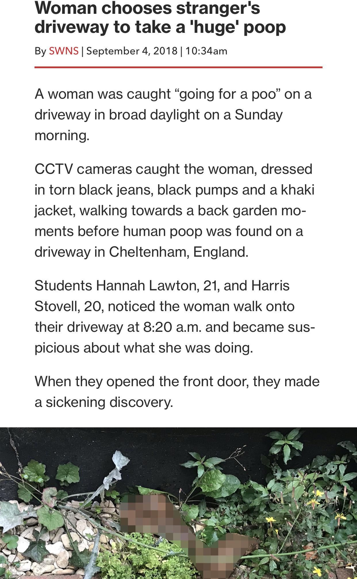 Woman takes dump in driveway | Scrolller