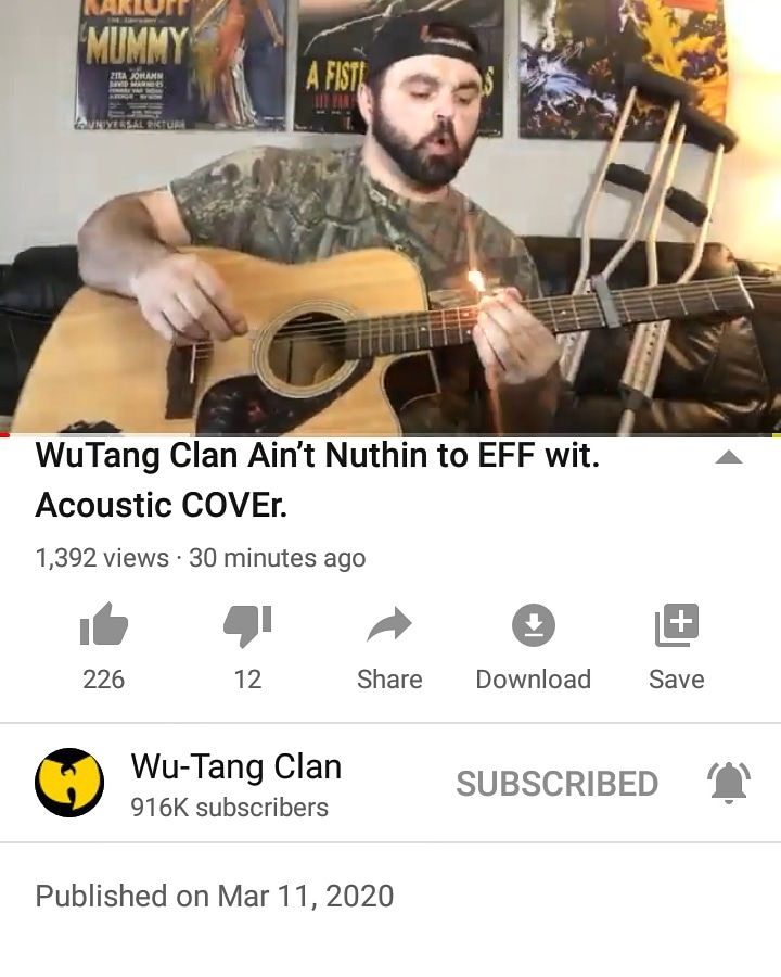 Wu-Tang Clan just shared my COVEr of one of their songs! Wow! Cloud 9 ...