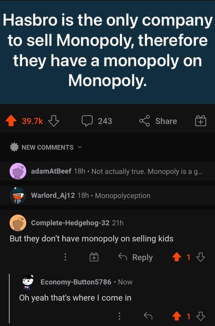 Yes that's me. I have a monopoly now | Scrolller