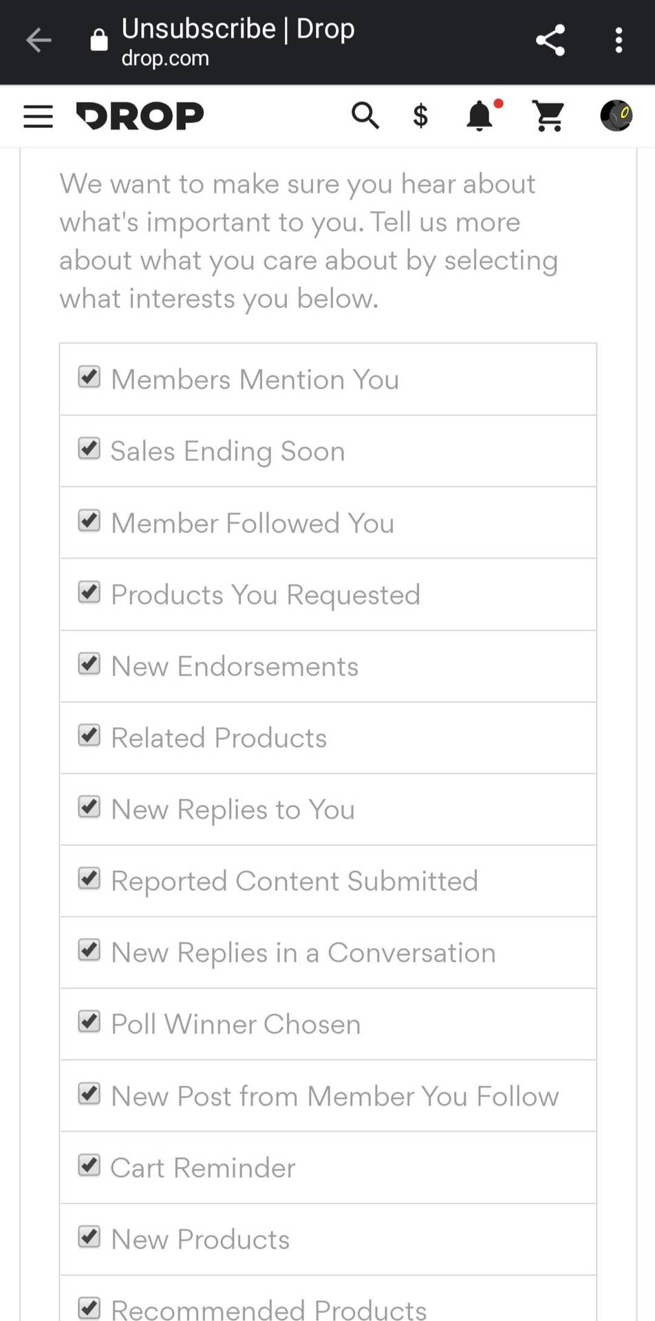 You have to uncheck 2 pages of boxes | Scrolller