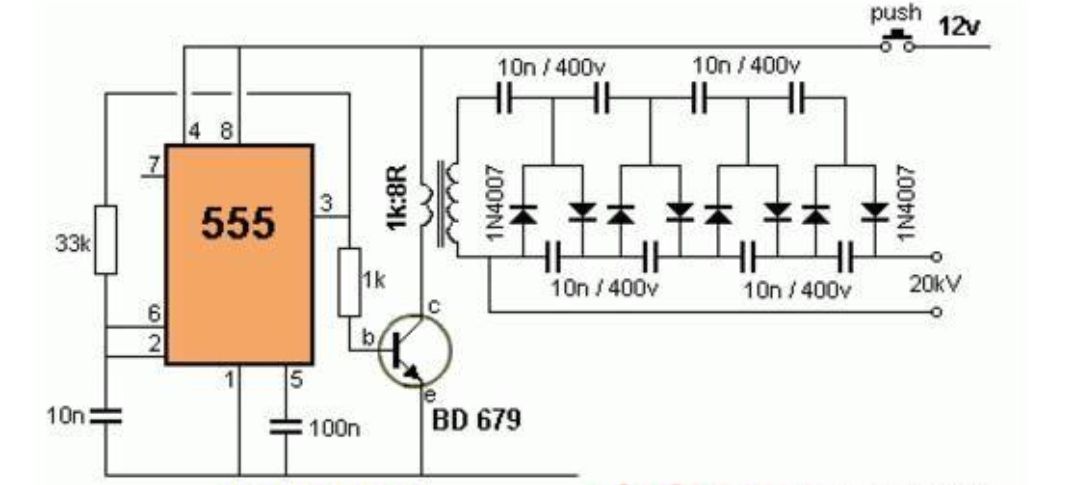 You need a high-voltage circuit，Circuit diagram from 12v boost to 20000v: | Scrolller