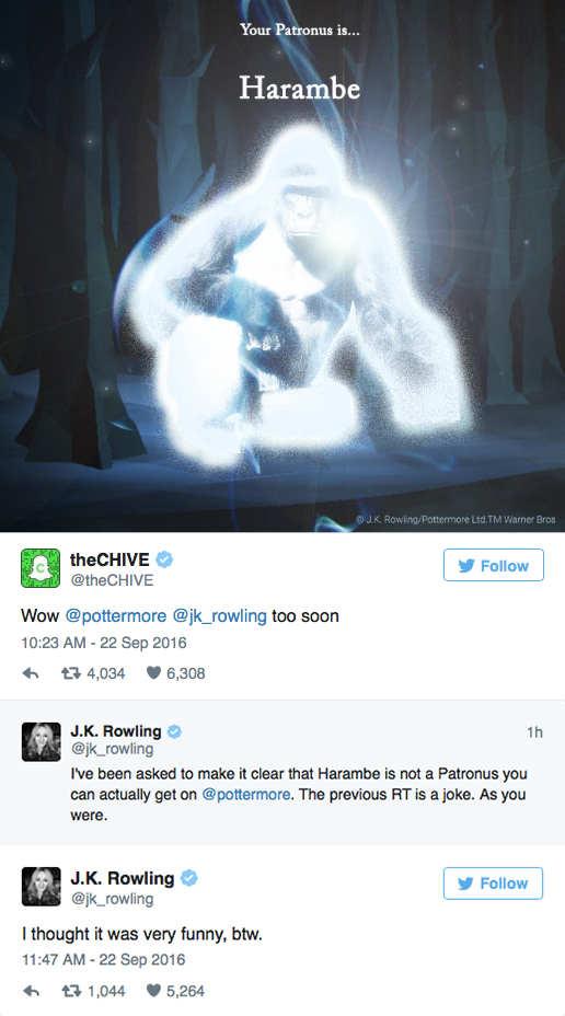 Your patronus is... Harambe | Scrolller