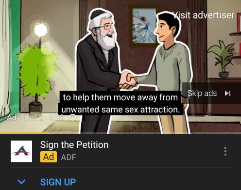 Youtube advertises pro-gay conversion therapy ads on their platform | Scrolller