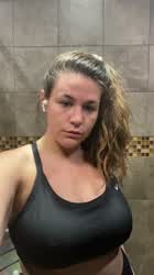 Feeling risky in the gym bathroom [GIF] | Scrolller