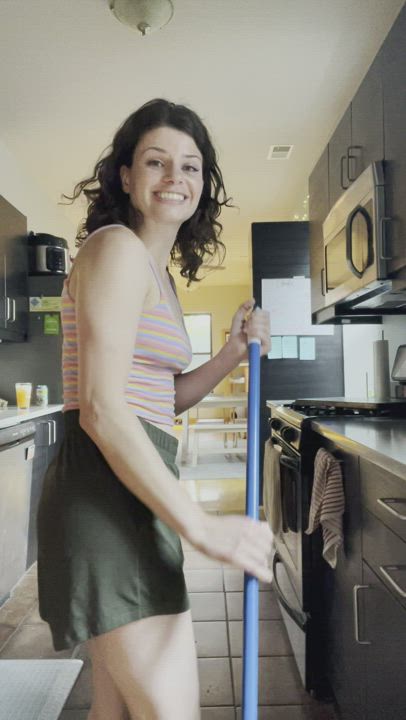 Pantsed while sweeping! Is nowhere safe? [f] | Scrolller