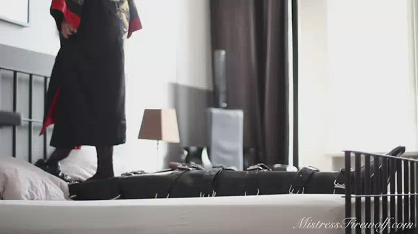 TRAMPLED & TEASED WHILE IN HEAVY RUBBER BONDAGE AND SPIKED CHASTITY DEVICE by Mistress Firewolf ...