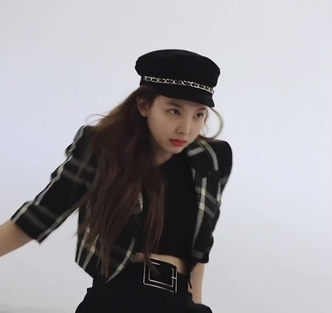Nayeon - black beret, top, plaid jacket | Scrolller