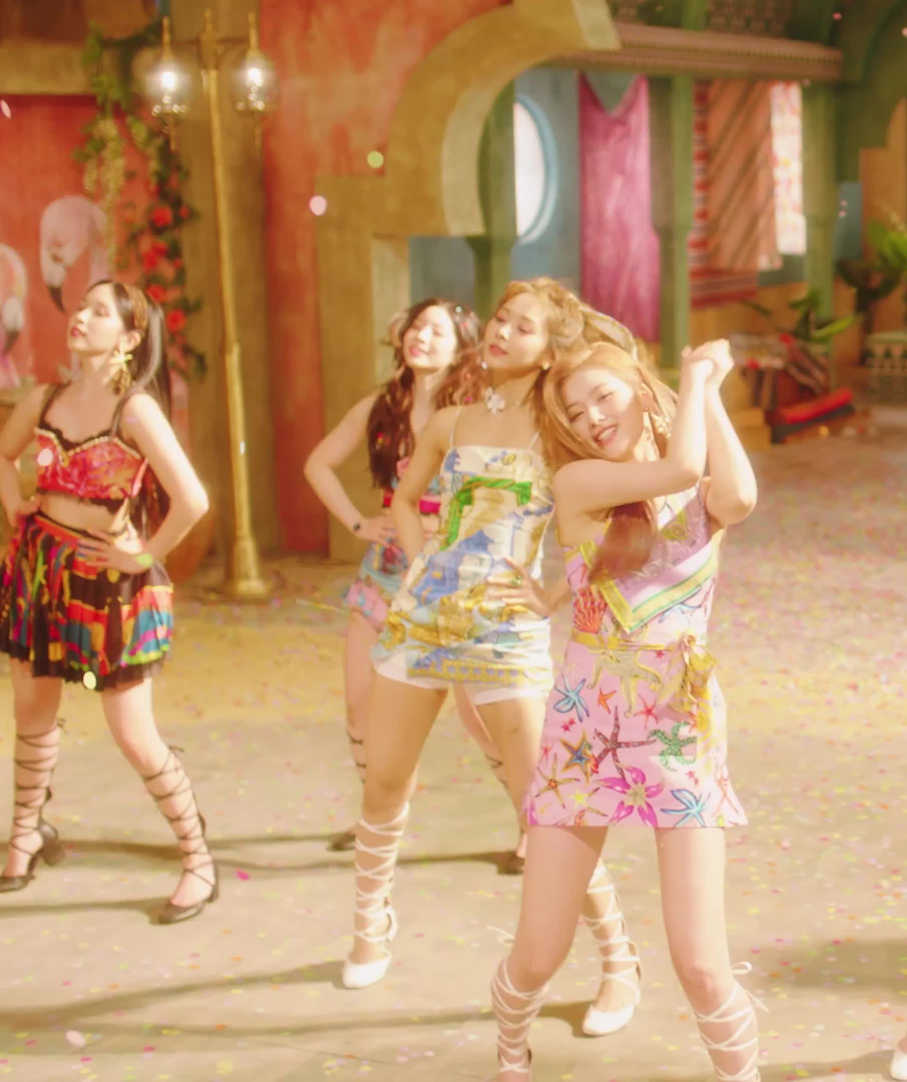 Tzuyu - short white dress, multi colored accents, alcohol free mv | Scrolller