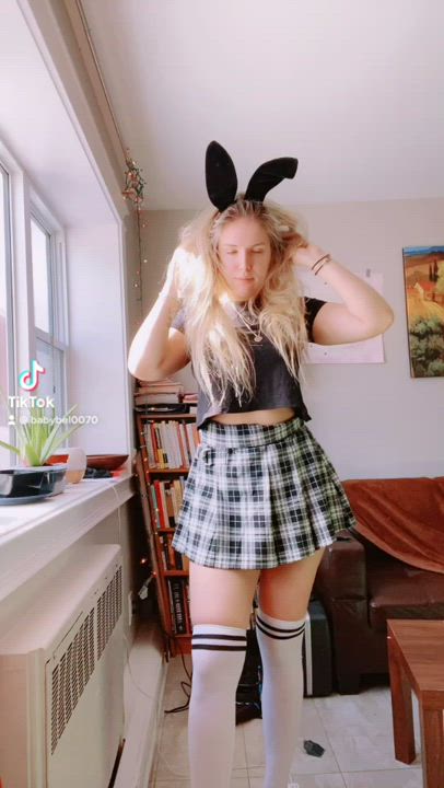 Do you like my slutty skirt and bunny ears? | Scrolller