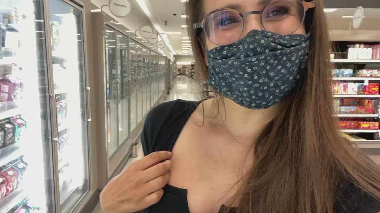 (u/lillyvig) taking off her panties & shoving them into her mouth under her mask at the store ...