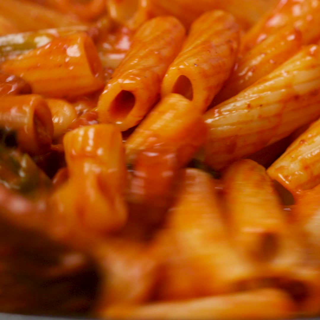 Chorizo and Charred Spring Onion Rigatoni | Scrolller