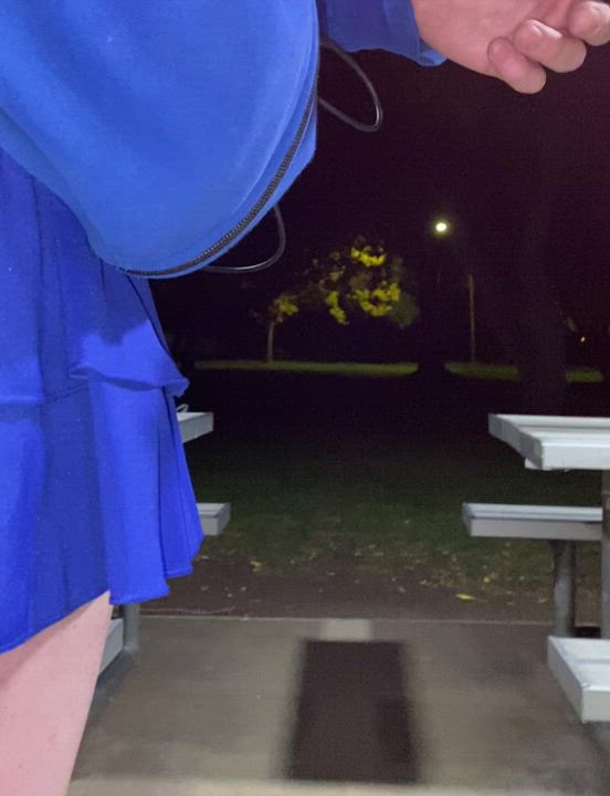 Taking off my panties in the pavilion | Scrolller