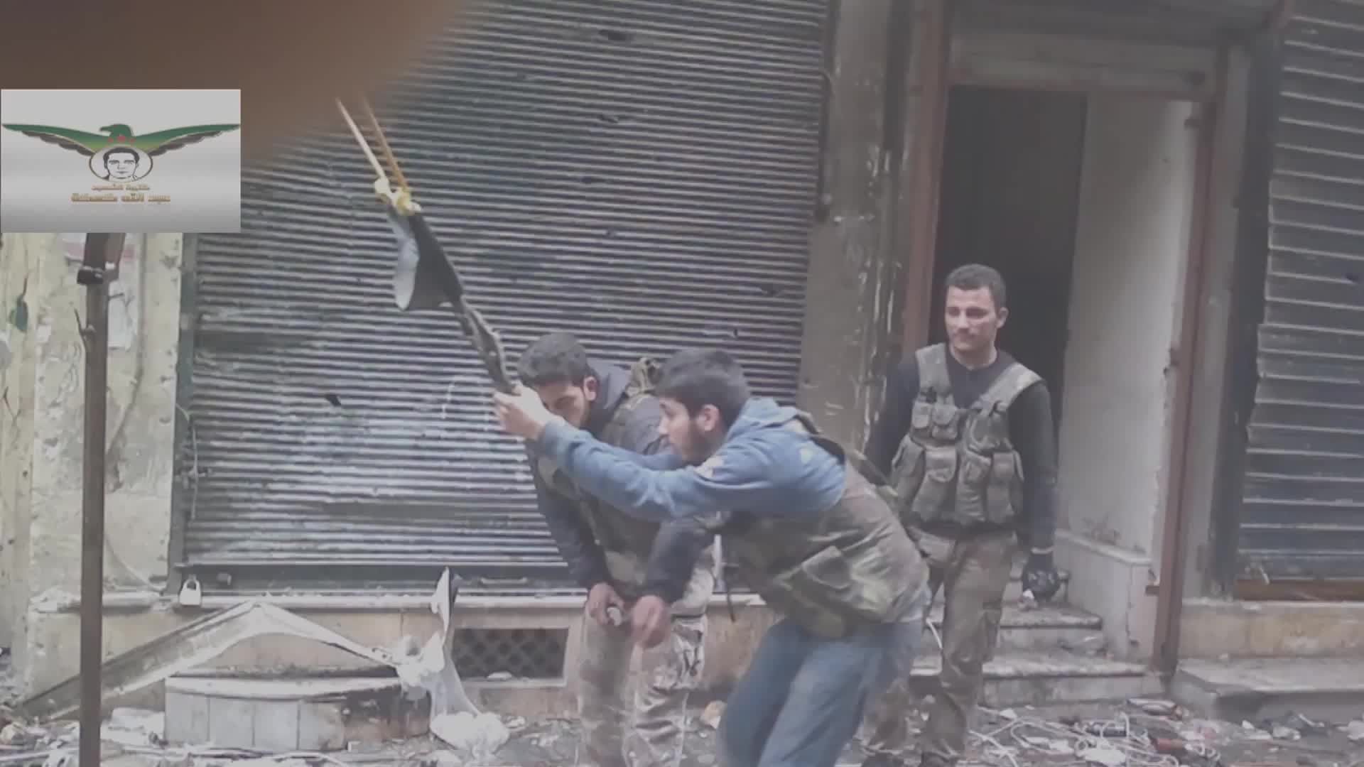 Syrian Rebels use a slingshot to launch homemade explosives at enemy positions | Scrolller