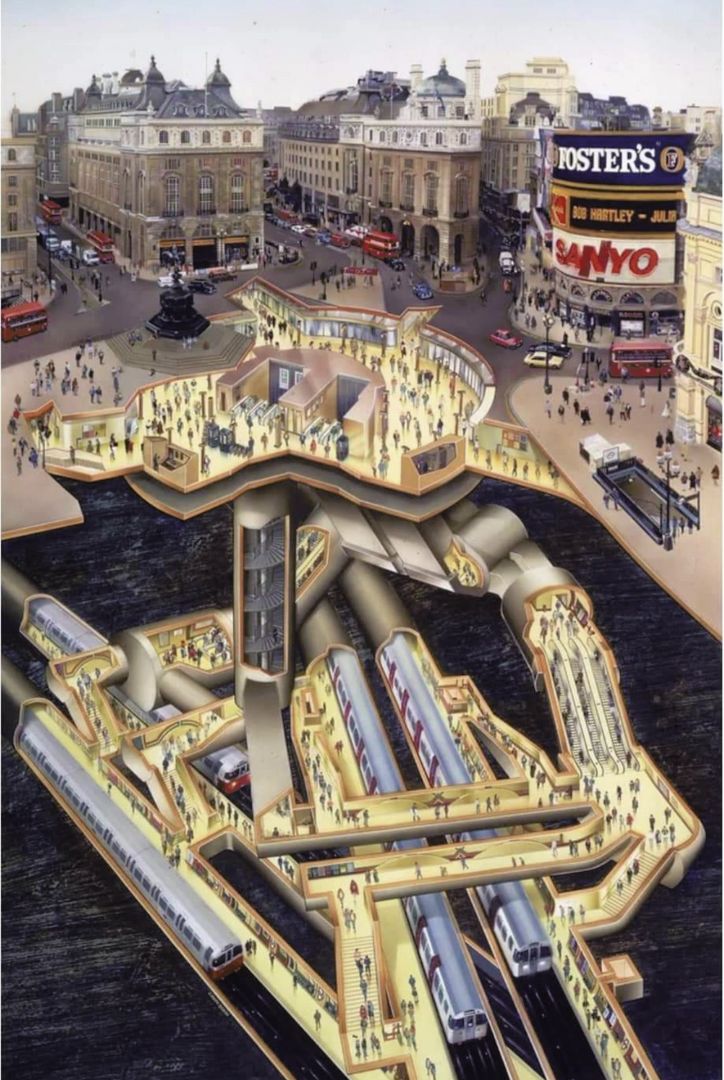 A cutaway image of Londons Picadilly Circus underground station | Scrolller
