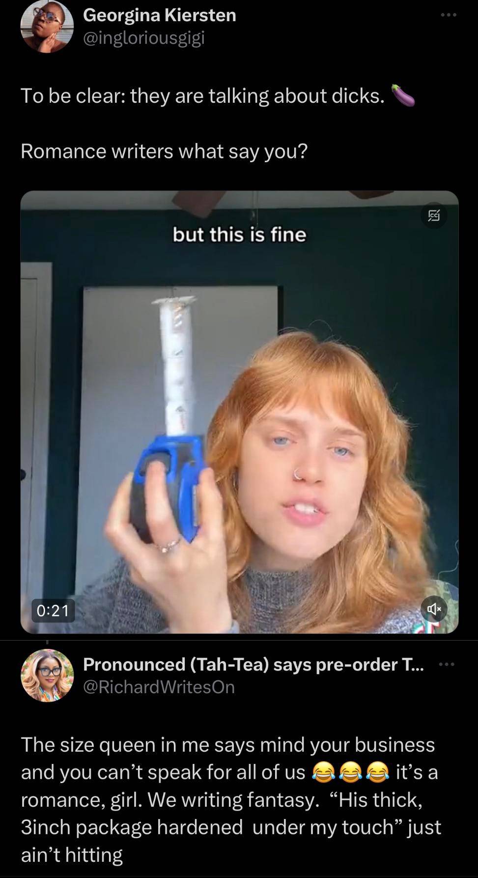 A romance writer’s response to size question | Scrolller