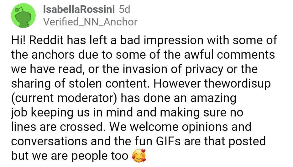 A word from one of the Anchors regarding Reddit | Scrolller