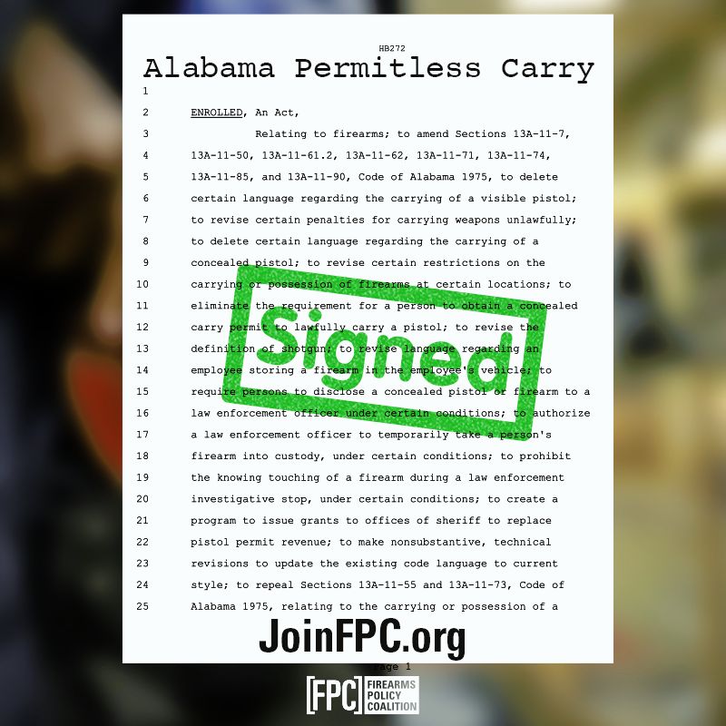 Alabama passes permitless carry | Scrolller