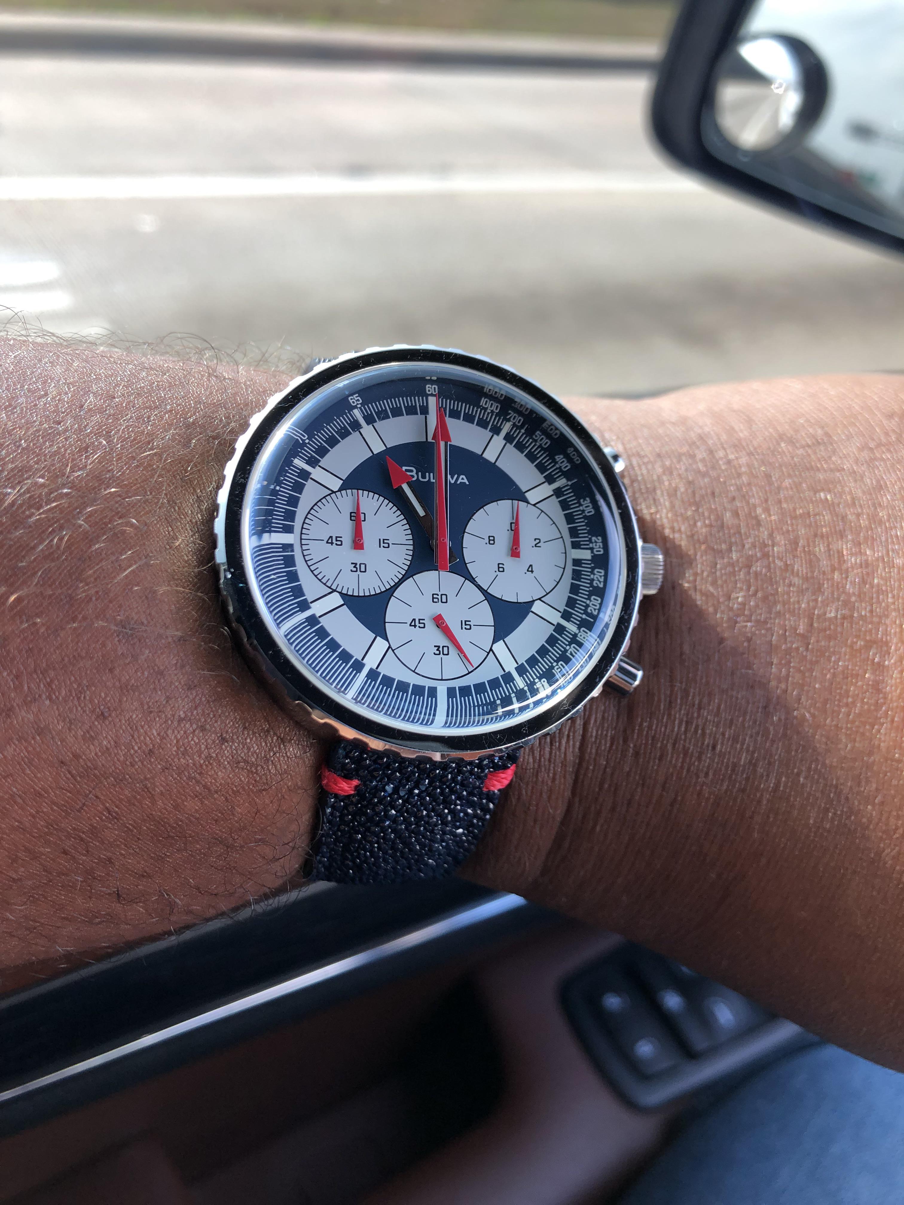 Bulova Chronograph C on custom stingray strap | Scrolller