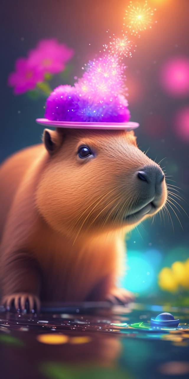 Capybara with magician's hat | Scrolller