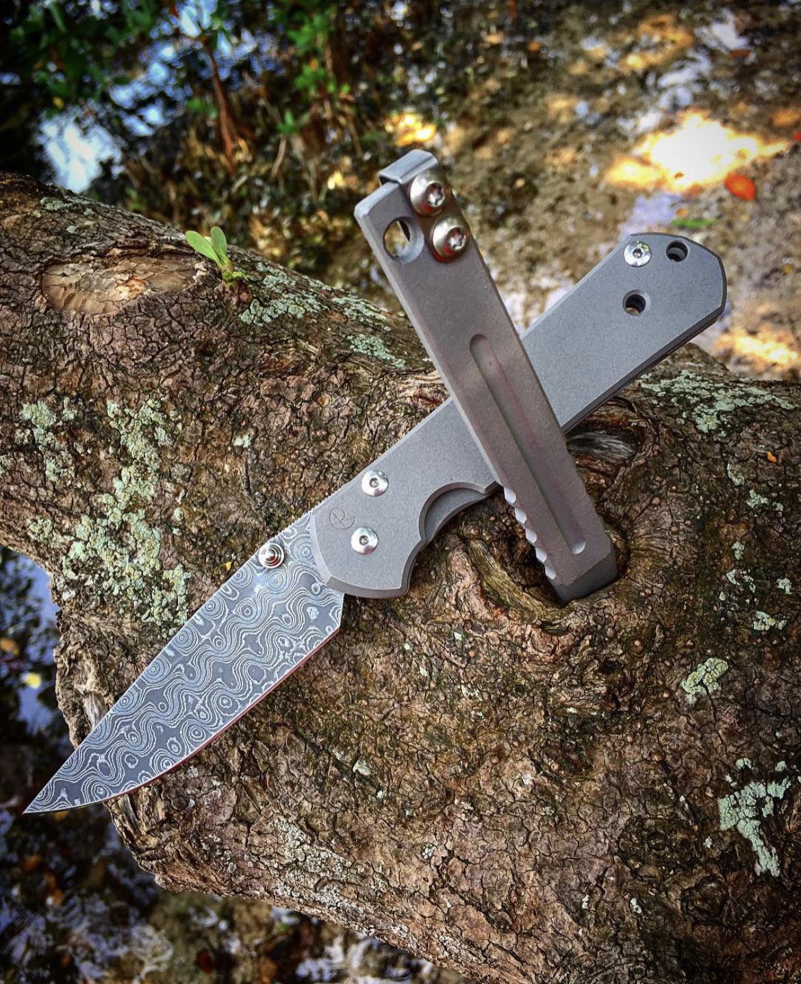 CRK Large 21 Raindrop Damascus / Maverick Ti Prybar | Scrolller