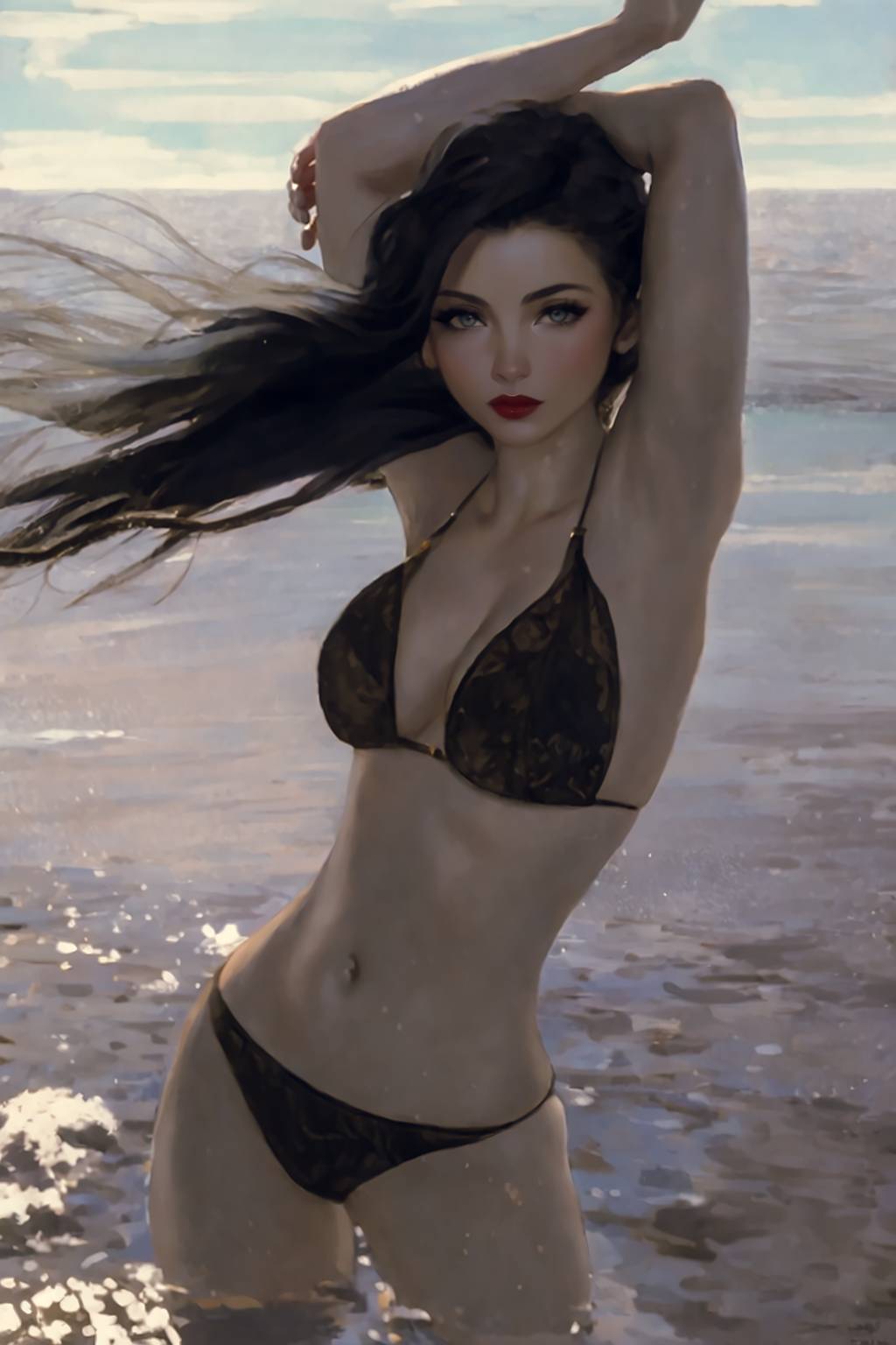 Girl standing in water wearing a bikini | Scrolller