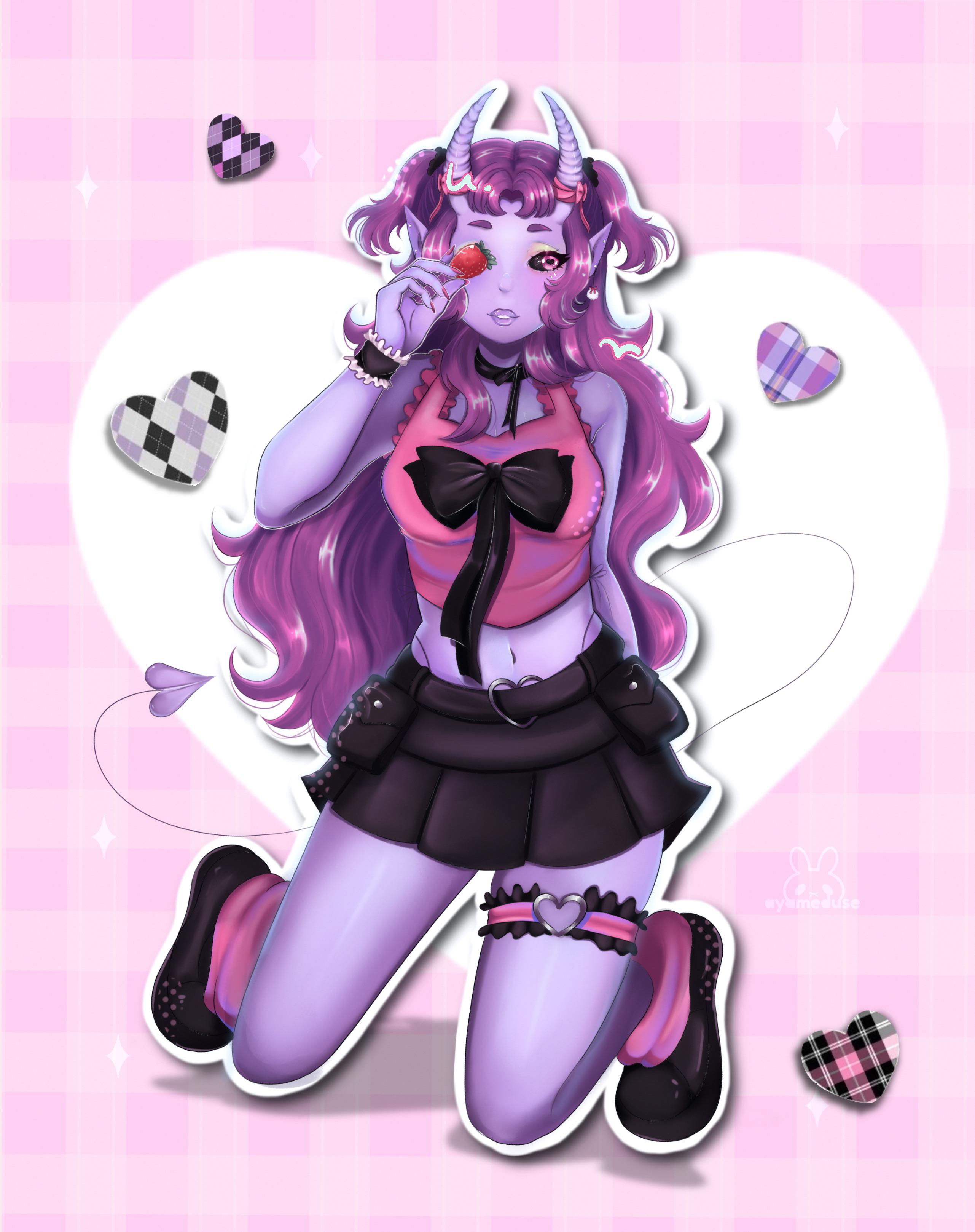 my last commission ! a cute demon girl [original] | Scrolller