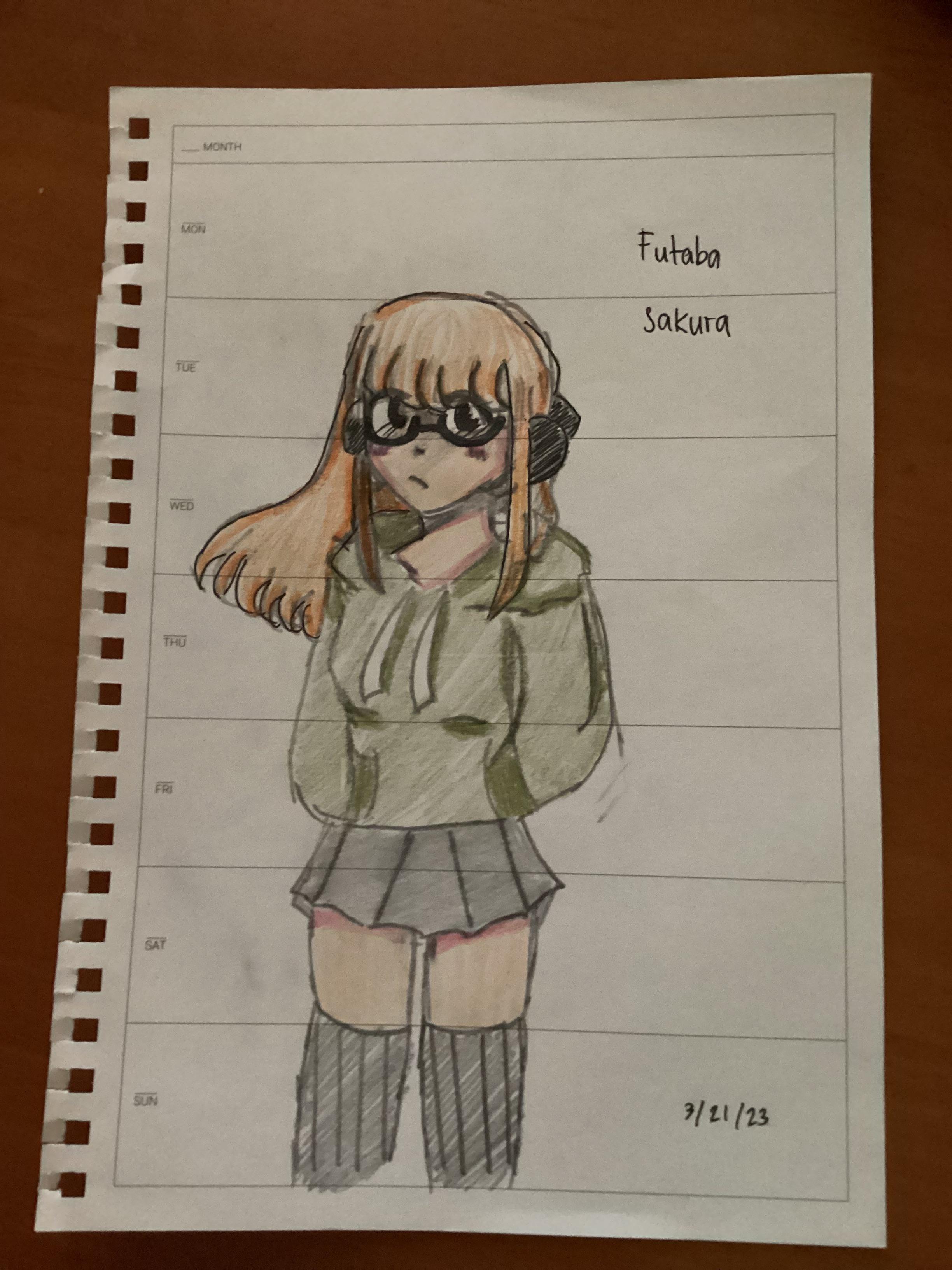 my non persona fan friend drew futaba by memory | Scrolller