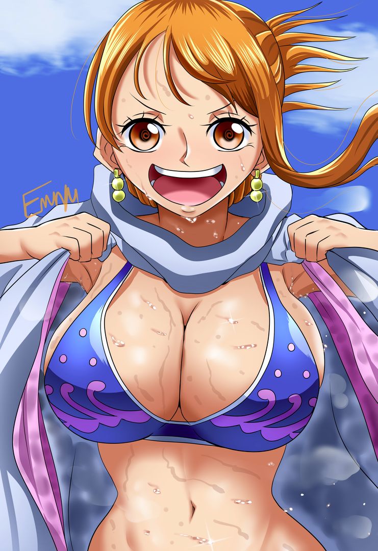 Nami flashing the goods in Alabasta's sweltering heat (@Emuryu1530) | Scrolller