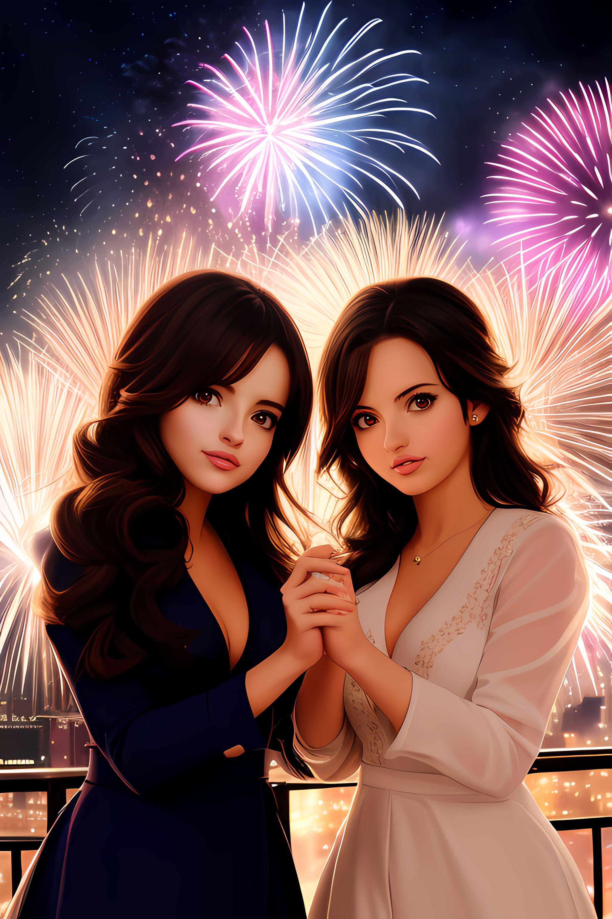 New Years Twins - Self-Portrait - FaceApp gender swap custom model merged with Anything ...